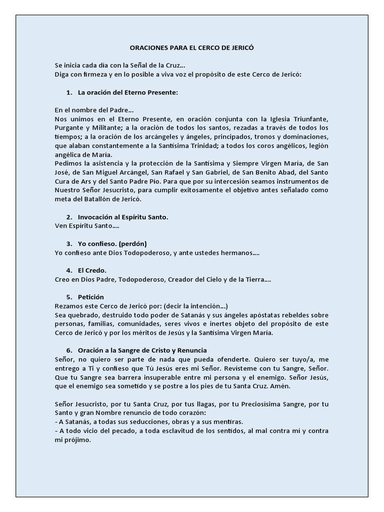 Oraciones para El Cerco de Jericó | PDF | Oración | María, madre de Jesús