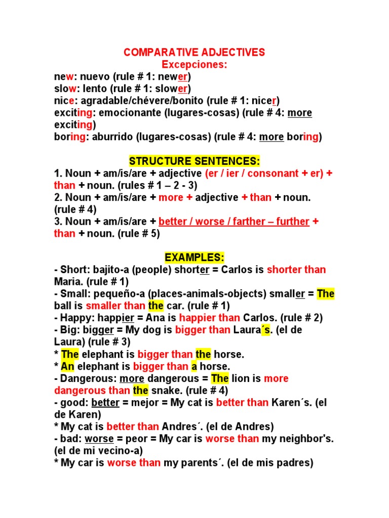 Comparative Adjectives | PDF | Language Arts & Discipline | Foreign ...