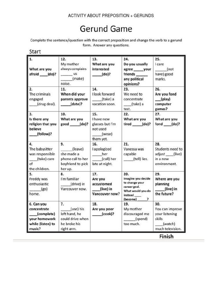 Activity About Preposition + Gerunds | PDF