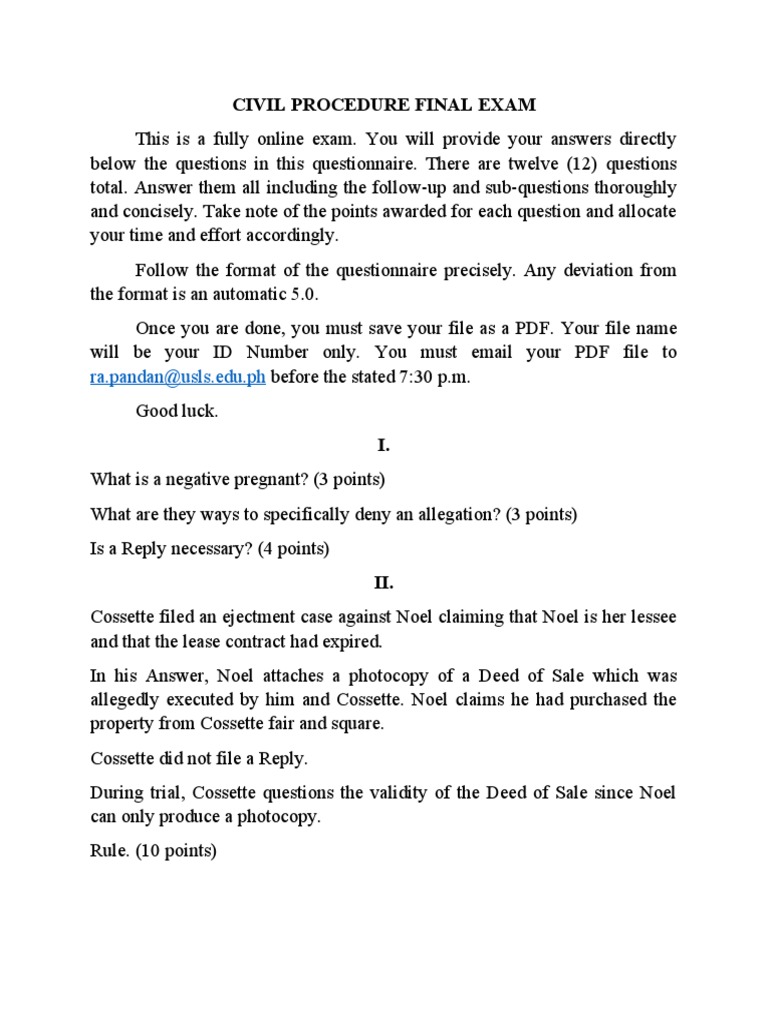 Civil Procedure Exam 2021 | PDF | Certiorari | Chimpanzee