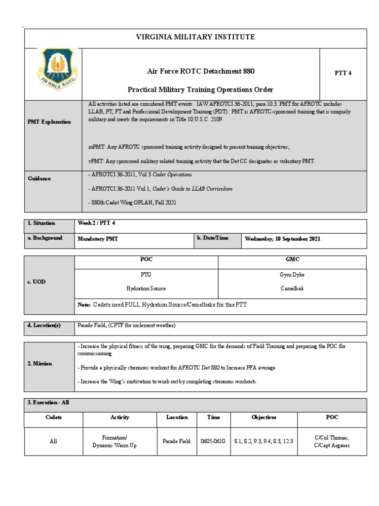 Virginia Military Institute: PMT Explanation | PDF | Physical Exercise ...
