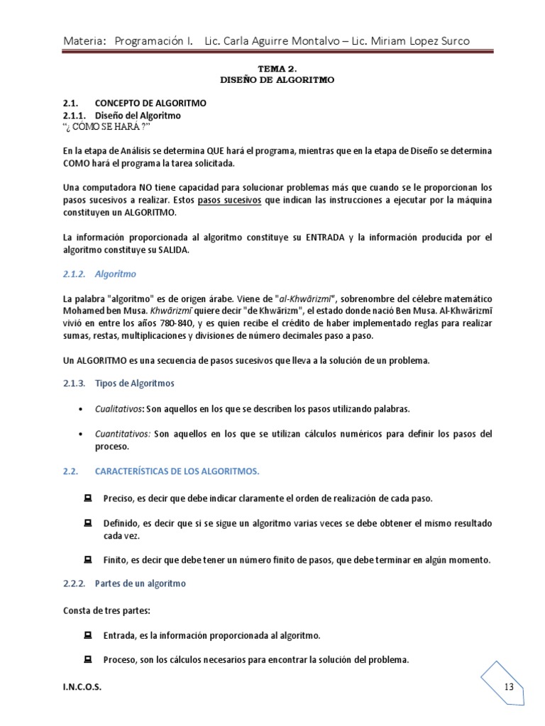 Tema 2. Algoritmos | PDF | Algoritmos | Lenguaje de programación