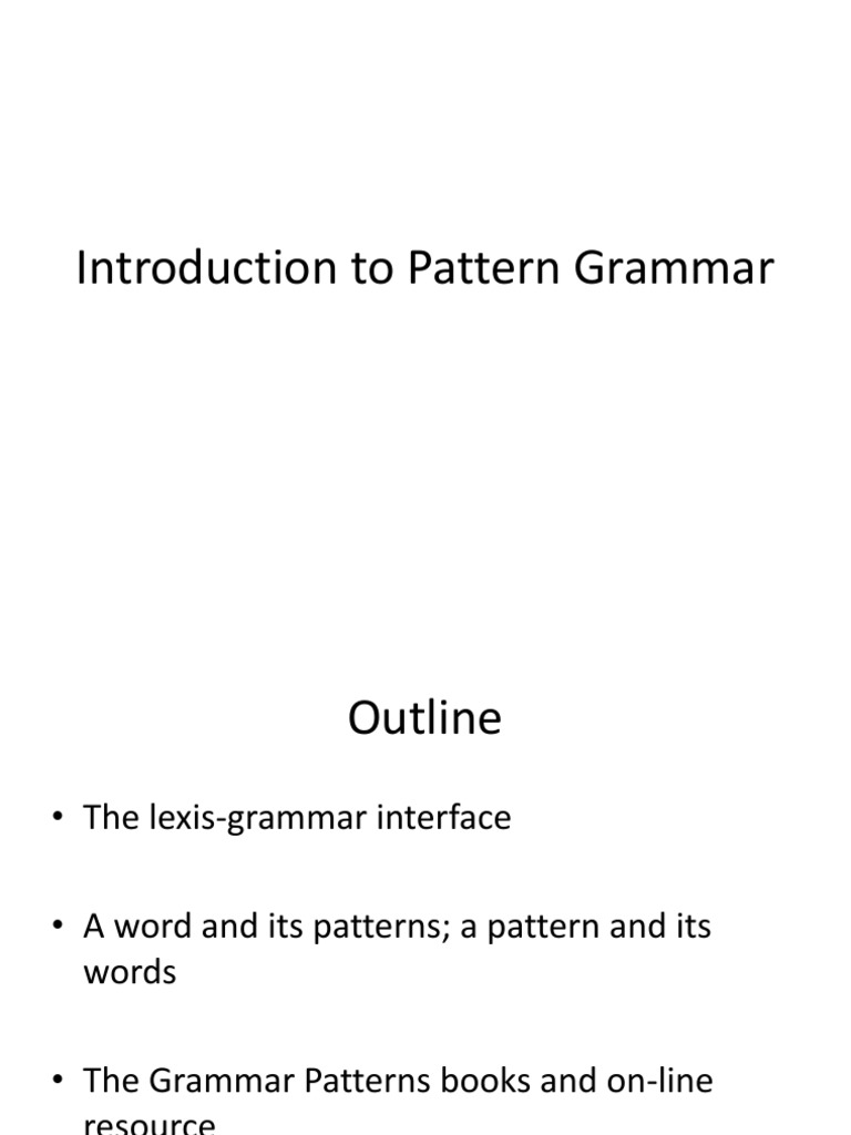 Introduction To Pattern Grammar | PDF | Syntax | Lexicon