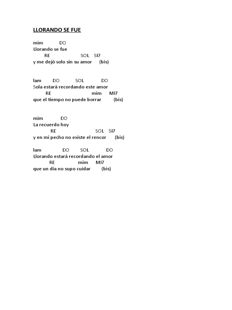 Llorando Se Fue Acordes | PDF