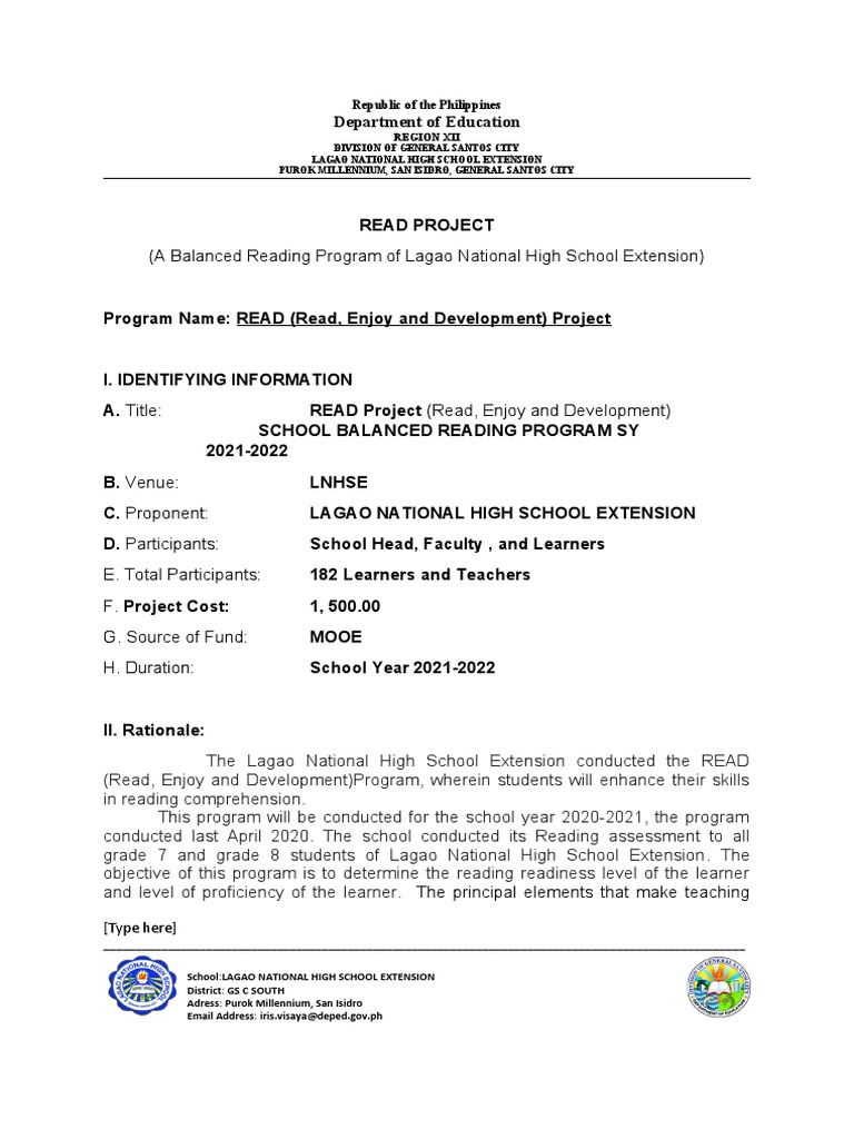 A Balanced Reading Program of Lagao National High School Extension ...