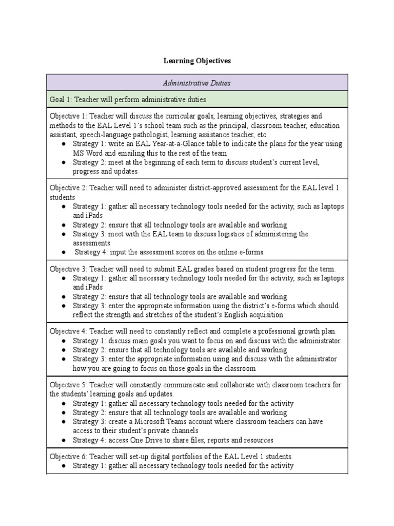 6927 Learning Objectives 1 | PDF | Reading Comprehension | Speech ...