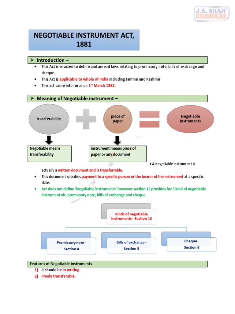 Negotiable Instruments | PDF | Negotiable Instrument | Cheque