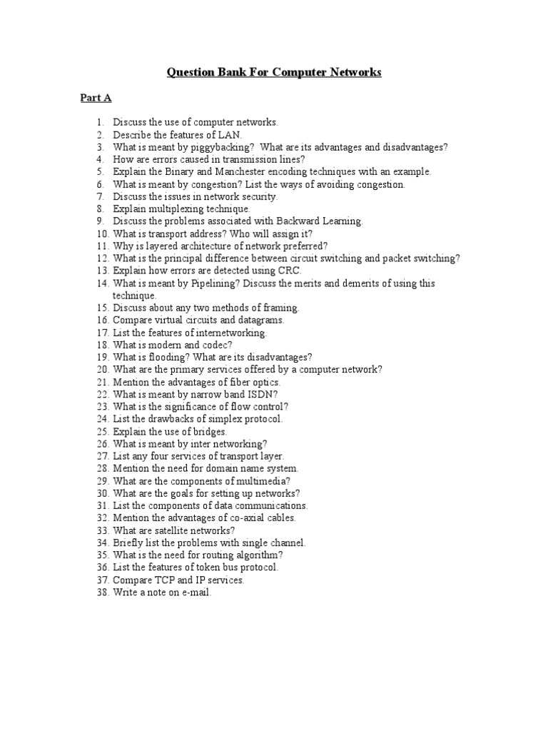 Computer Networks Question Bank | PDF