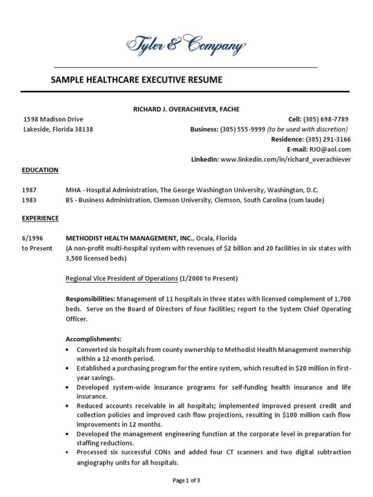 Health Insurance Executive Resume | PDF | Hospital | Health Sciences