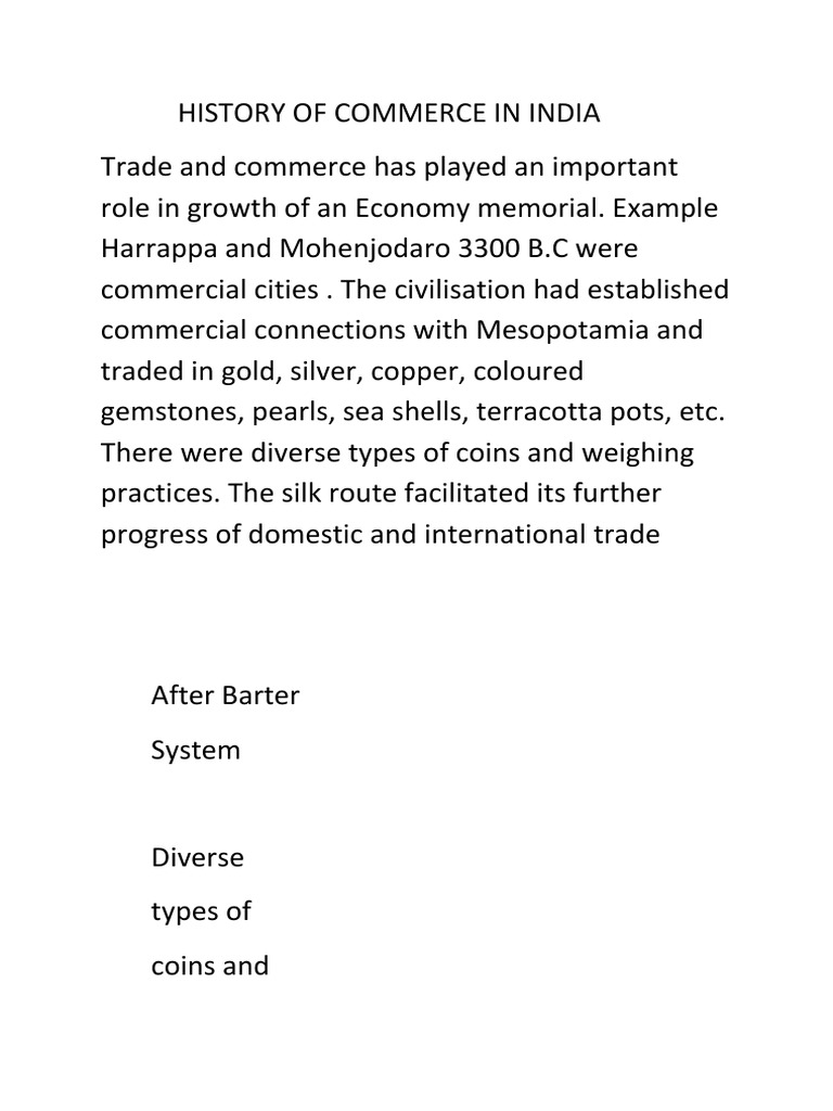 History of Commerce in India | PDF | Money | Trade