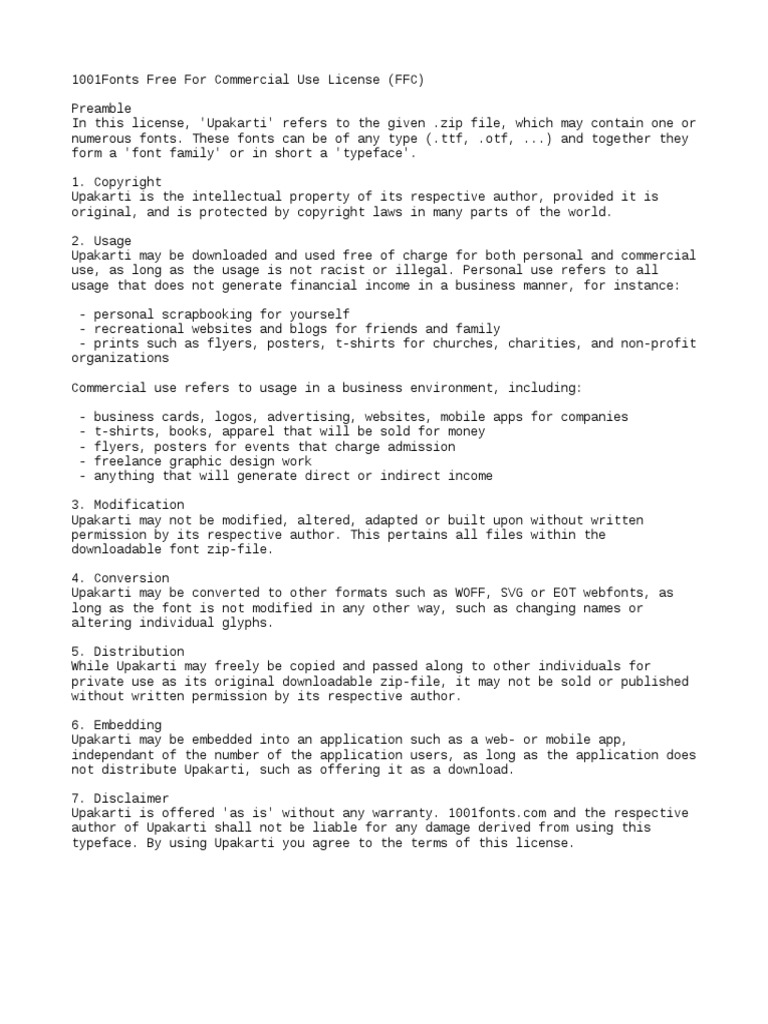1001fonts Upakarti Eula | PDF | Computers