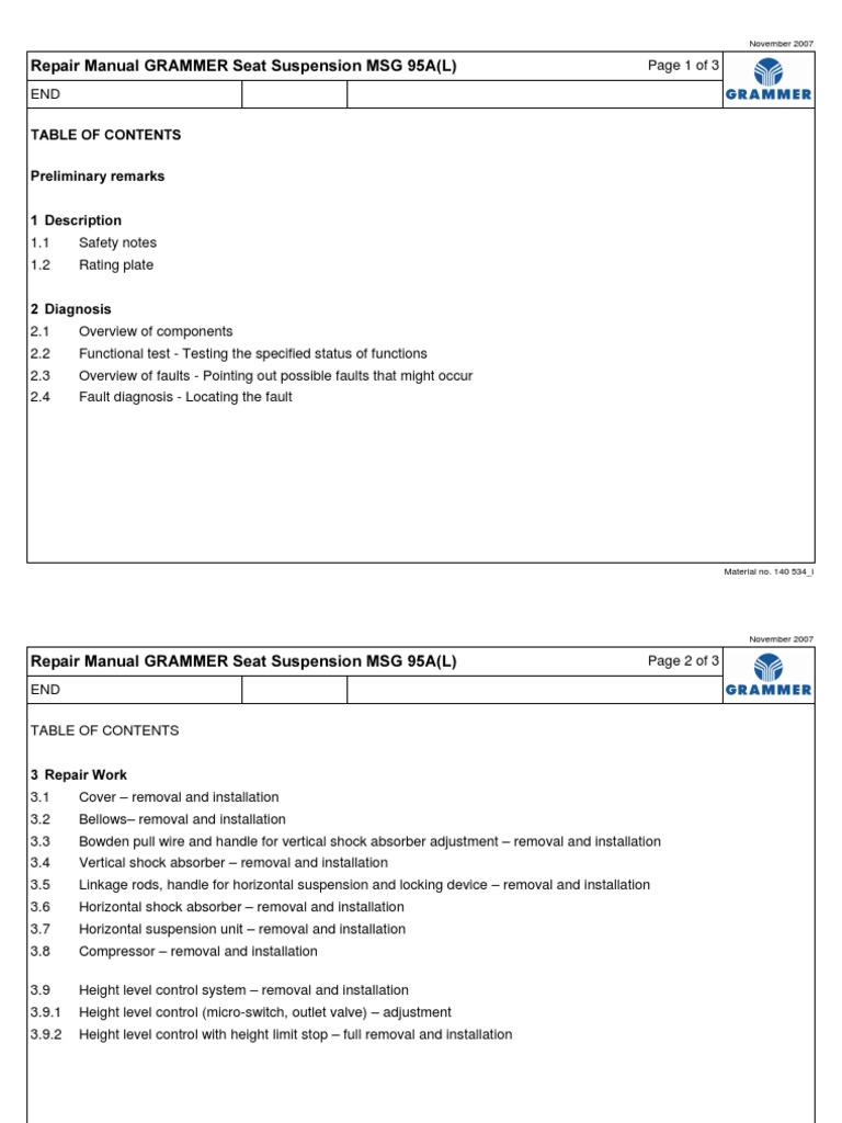 Grammer Repair Manual Msg95a L | PDF | Electrical Connector | Valve