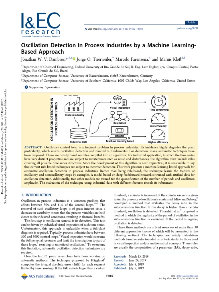 Oscillation Detection in Process Industries by A Machine Learning-Based ...