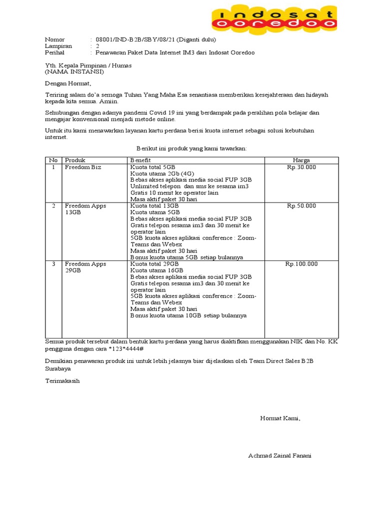 Proposal Penawaran Paket B2B (Revisi) | PDF