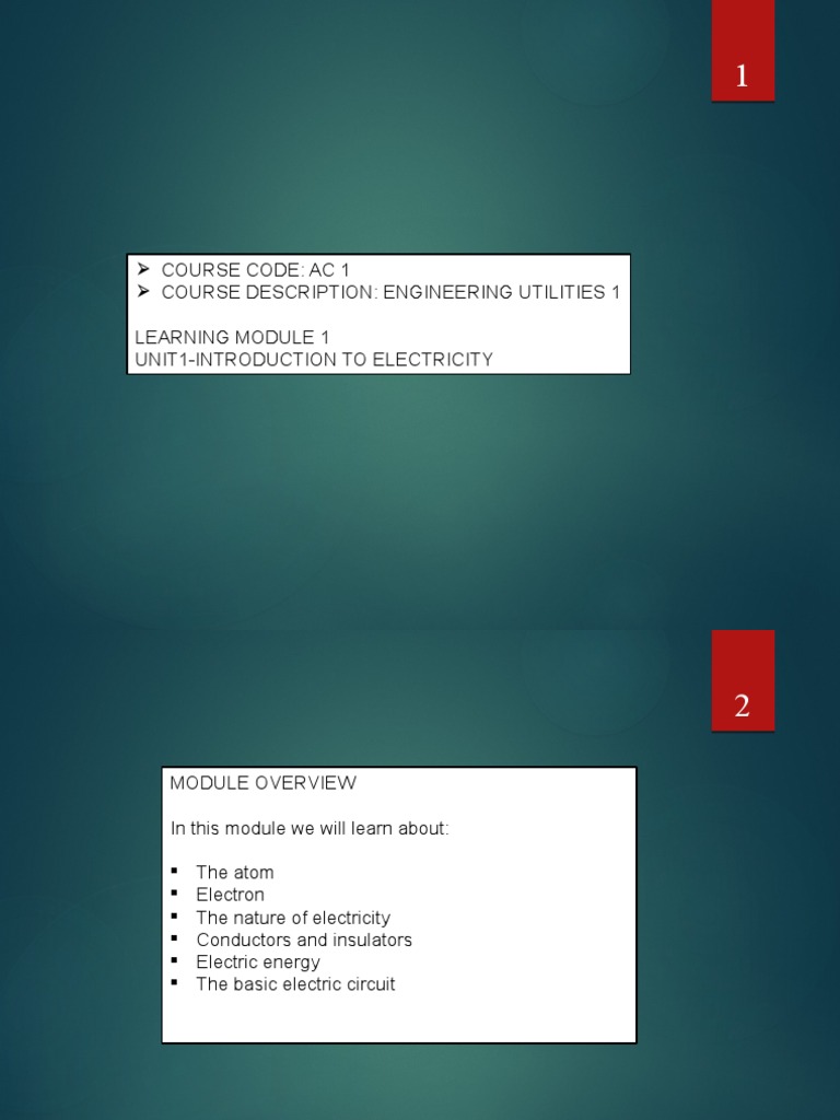 Course Code: Ac 1 Course Description: Engineering Utilities 1 Learning ...