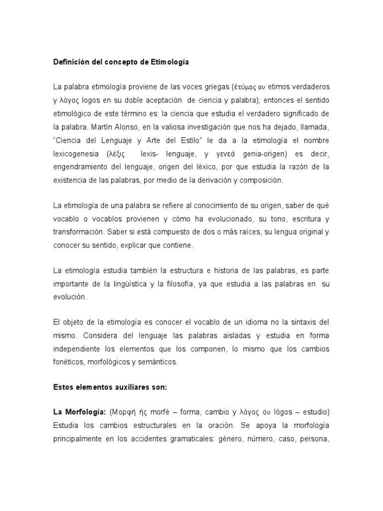 Definición Del Concepto de Etimología | PDF | Palabra | latín