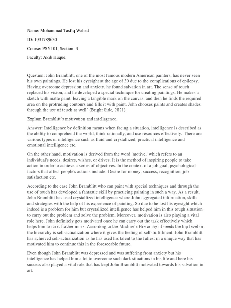 Assignment On Motivation and Intelligence PDF | PDF | Motivational ...