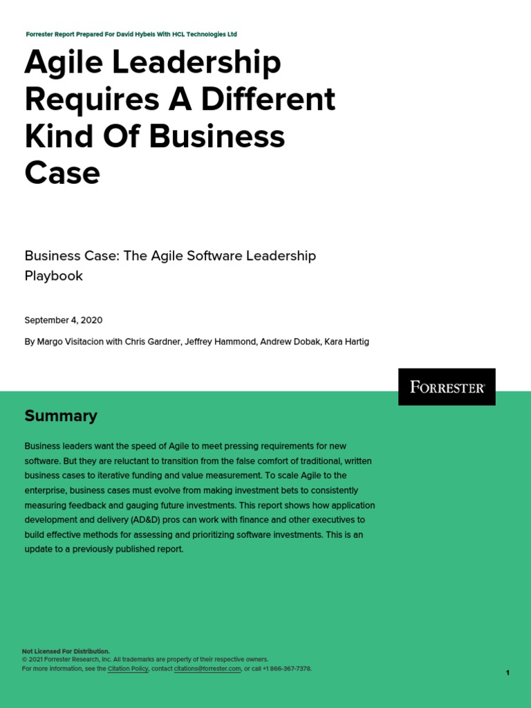 Agile Leadership Requires A Different Kind of Business Case | PDF ...