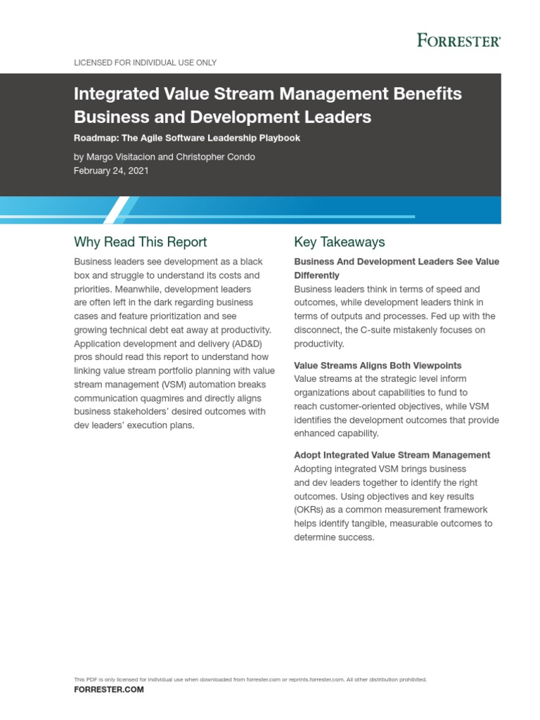 Integrated Value Stream Management Benefits Business and Development ...