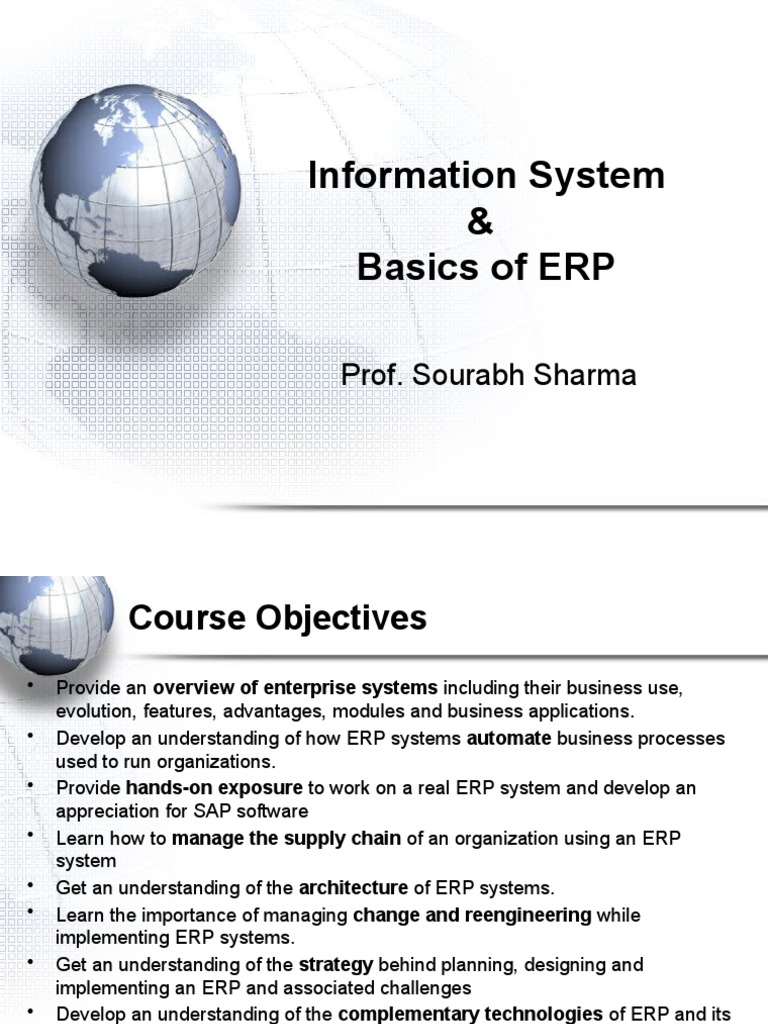 Information System & Basics of ERP: Prof. Sourabh Sharma | PDF ...