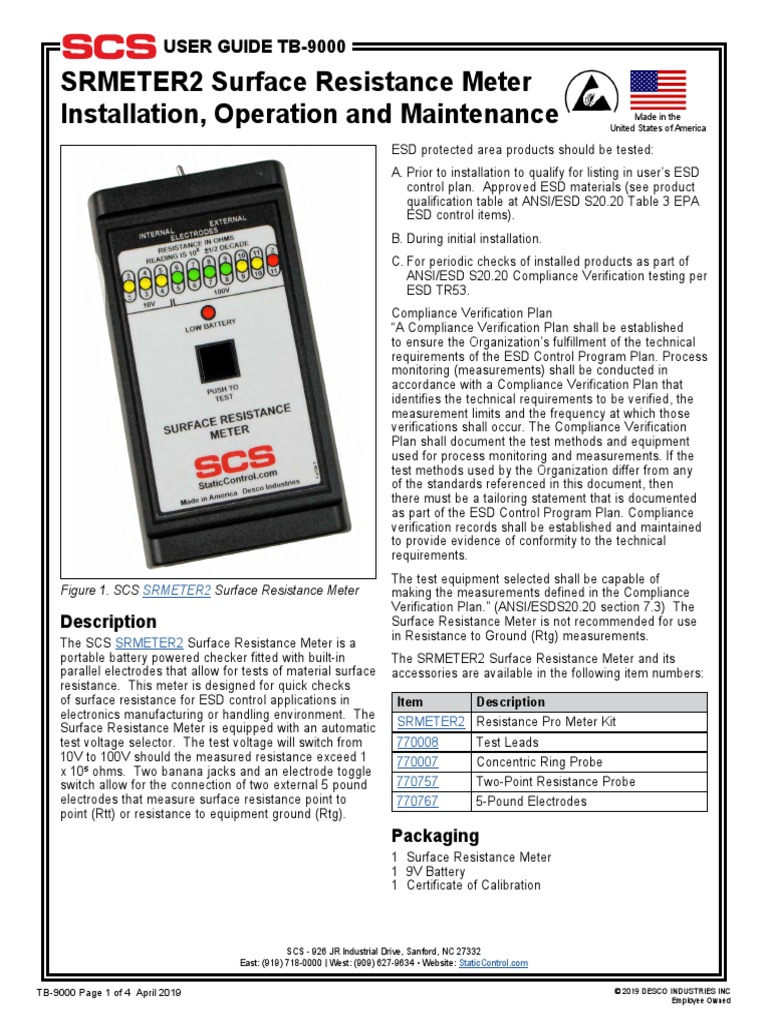 SRMETER2 Surface Resistance Meter Installation, Operation and ...