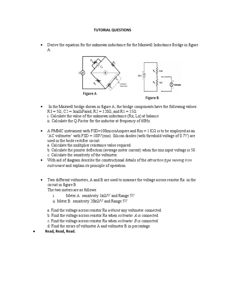 Measurement and Instrumentation Tutorial Questions | PDF