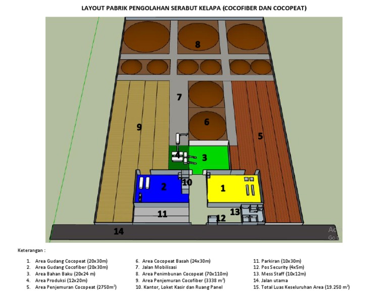 Layout Pabrik Pengolah Limbah Serabut Kelapa Cocofiber Dan Cocopeat | PDF