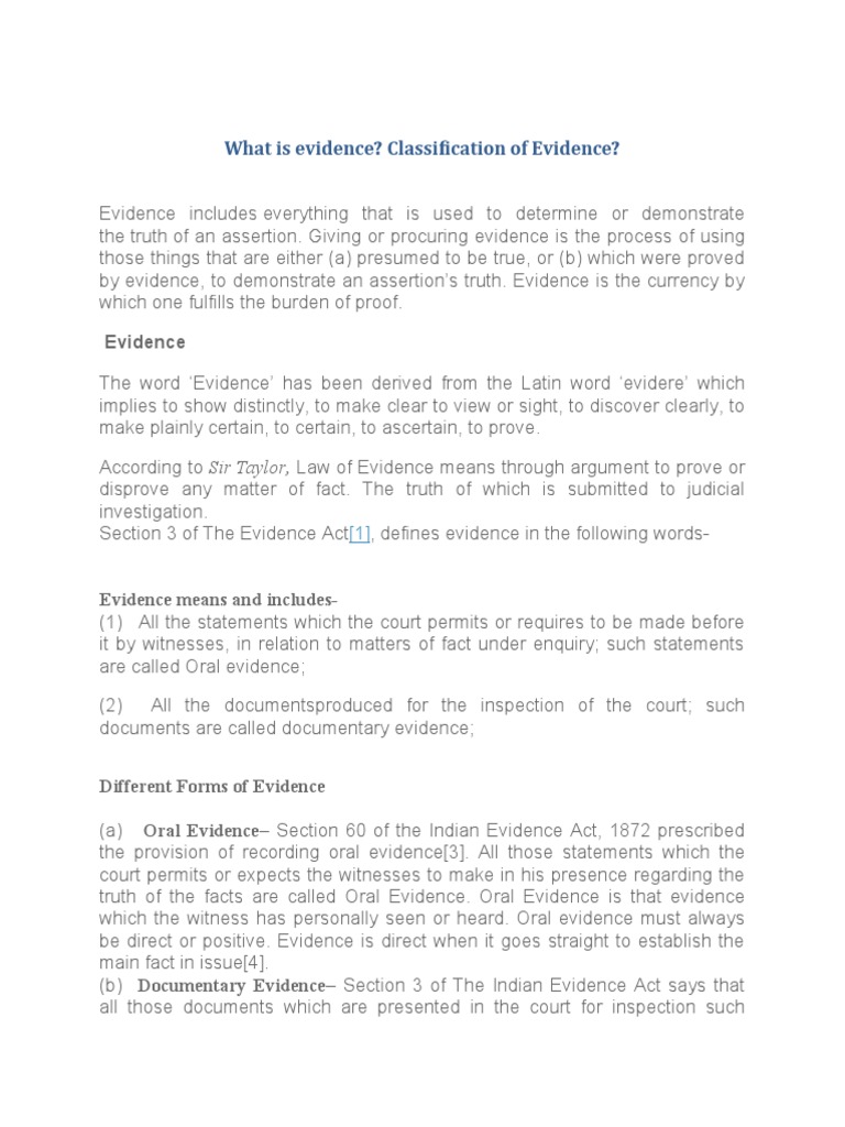 Classification and Forms of Evidence: An Overview of the Different ...