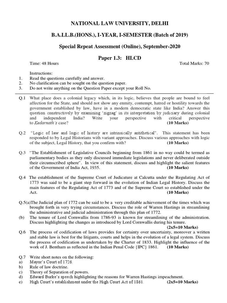 1 Sem SpRepeat Sept 2020 | PDF | Judiciaries | Public Law