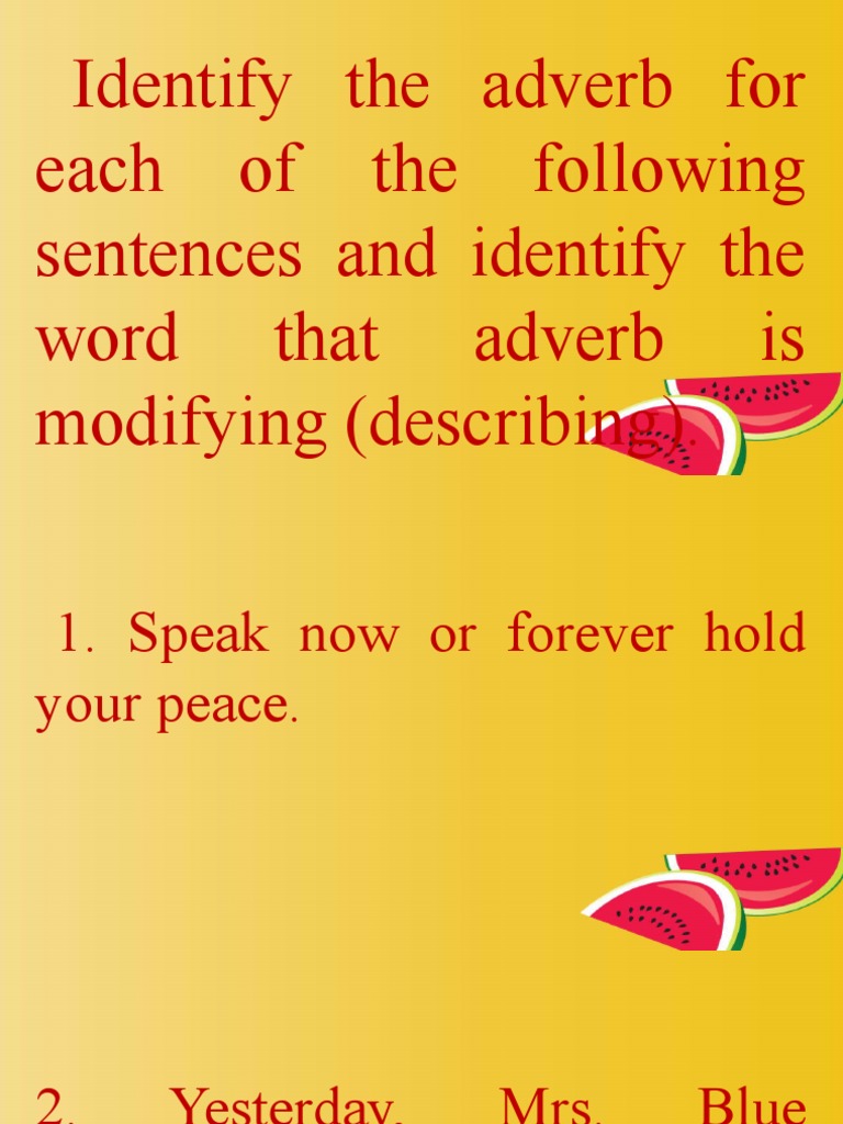 Identifying Adverbs in Sentences | PDF