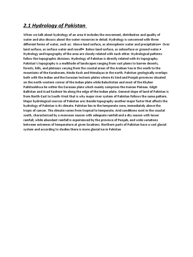 Hydrology of Pakistan 1 | PDF