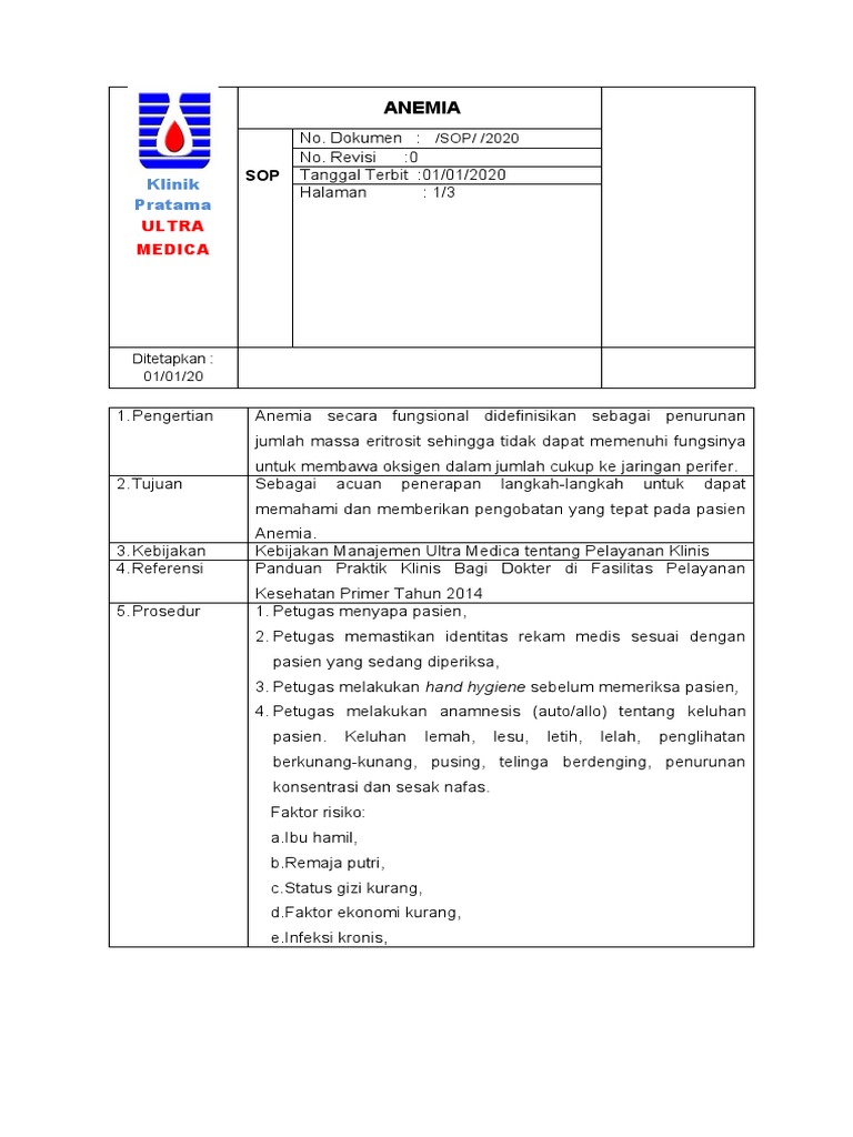 SOP Anemia | PDF