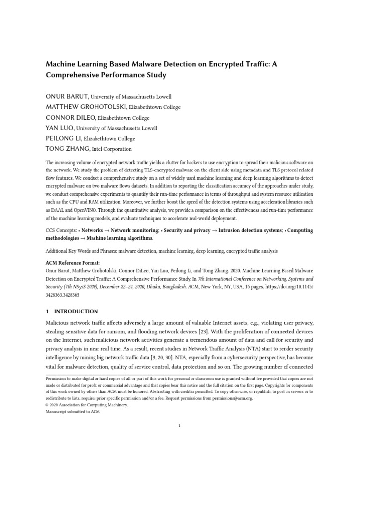 Tls Encrypted Malware Detection On Network Flow Using Accelerated Tools Pdf Deep Learning