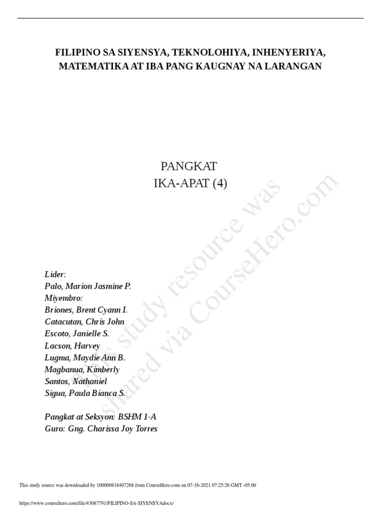 Filipino Sa Siyensya | PDF