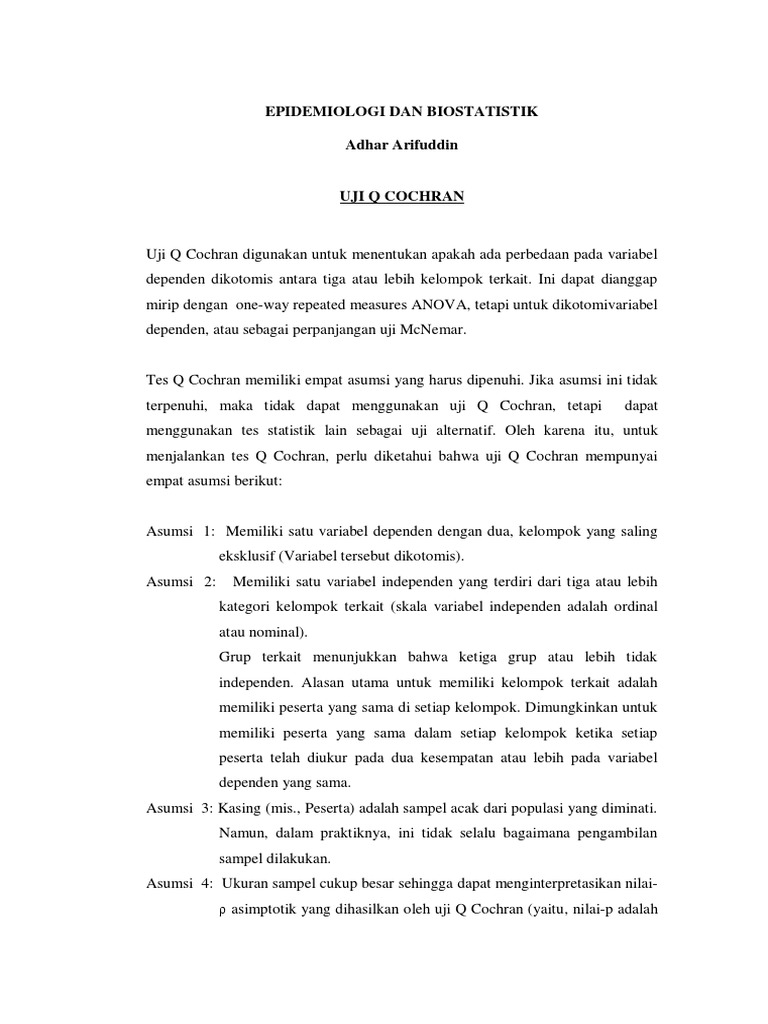 Uji Q Cochran untuk Kepuasan Pasien | PDF