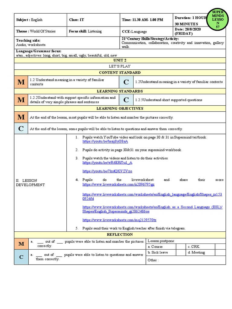 29.7.2021 - Bi1t | PDF | Lesson Plan | English Language