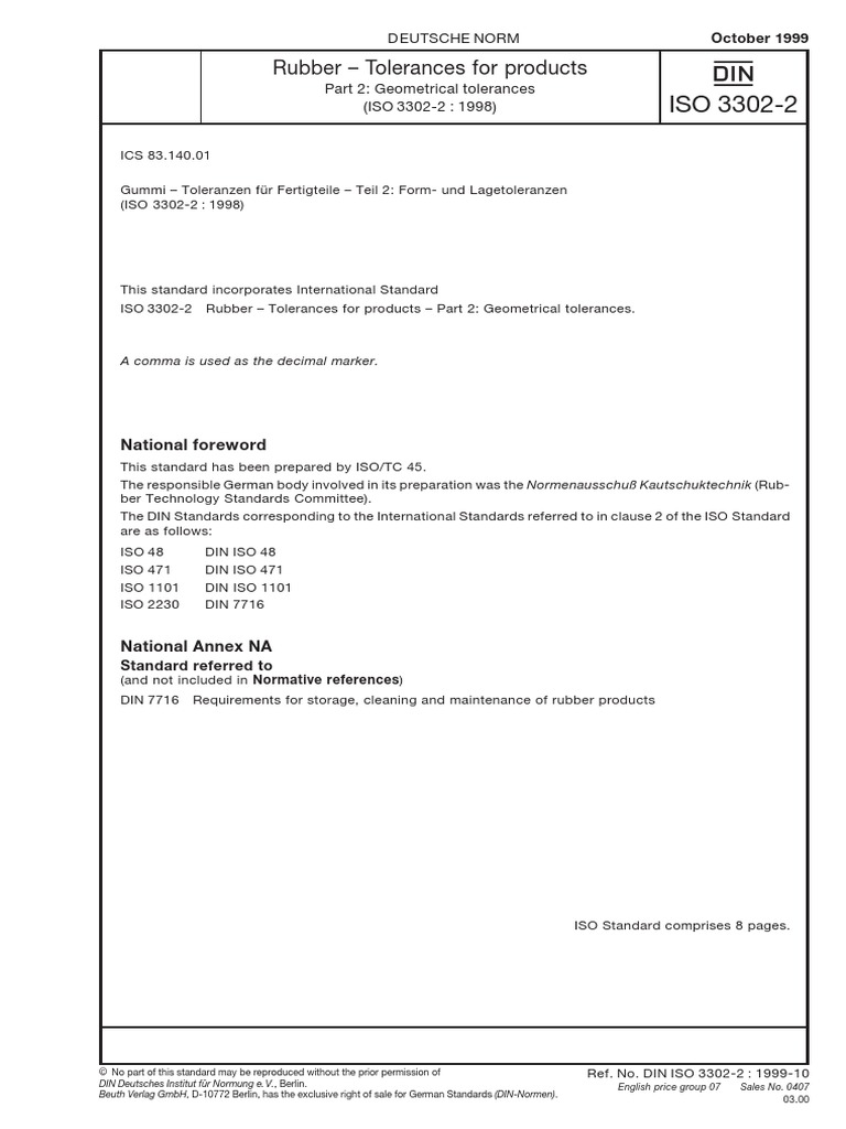 Iso 3302 2 Rubber Standard | PDF | International Organization For ...