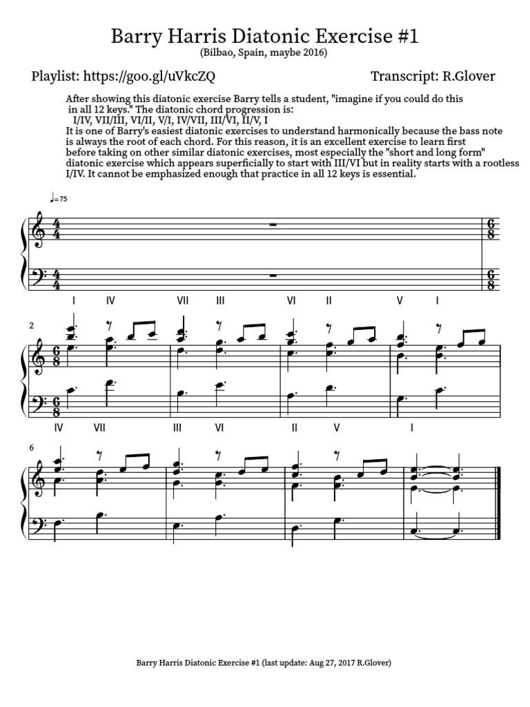 Barry Harris Diatonic Exercise #1 | PDF