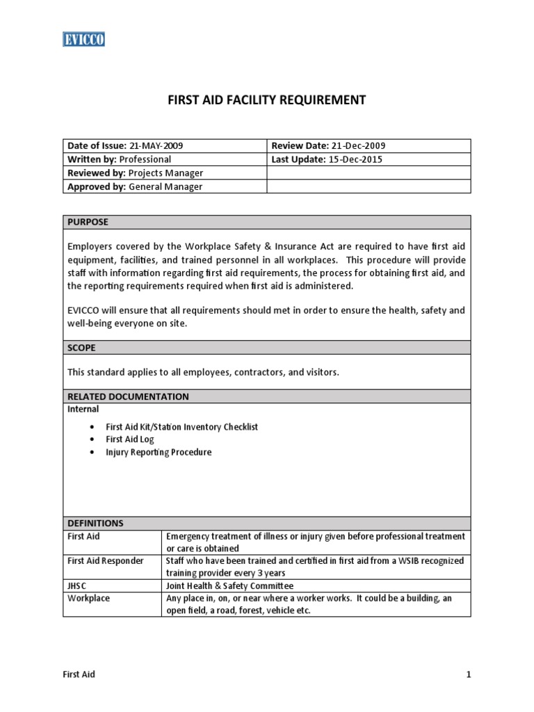 First Aid - Sample Procedure | PDF | First Aid | Emergency