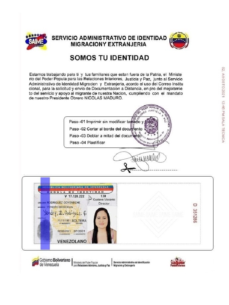 Cedula Nueva Yendry Rodriguez | PDF