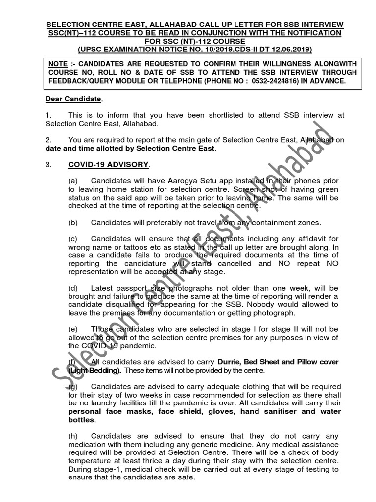 Detail Call Letter SSC (NT) 112 Updated | PDF | Identity Document