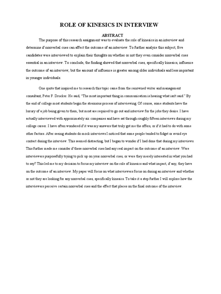 Kinesics Impact on Interview Success | PDF | Nonverbal Communication ...