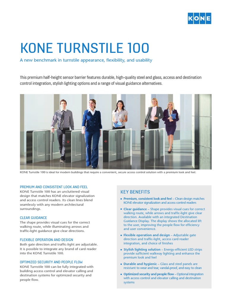 Kone Turnstile 100 | PDF | Elevator | Access Control