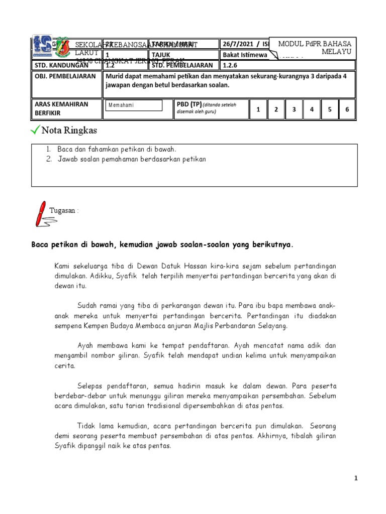 PERSEDIAAN MODUL BM Tahun 6 | PDF