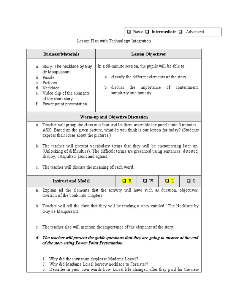 Lesson Plan With Technology Integration | Download Free PDF | Lesson ...