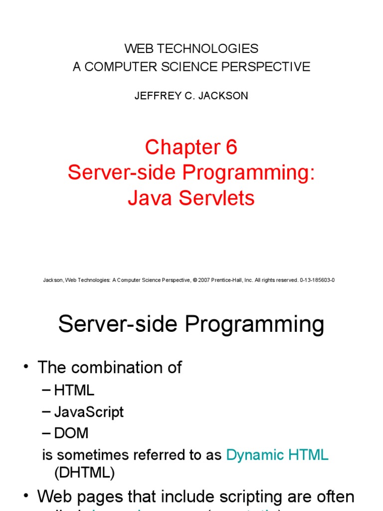 Server-Side Programming: Java Servlets: Web Technologies A Computer Science Perspective | PDF ...