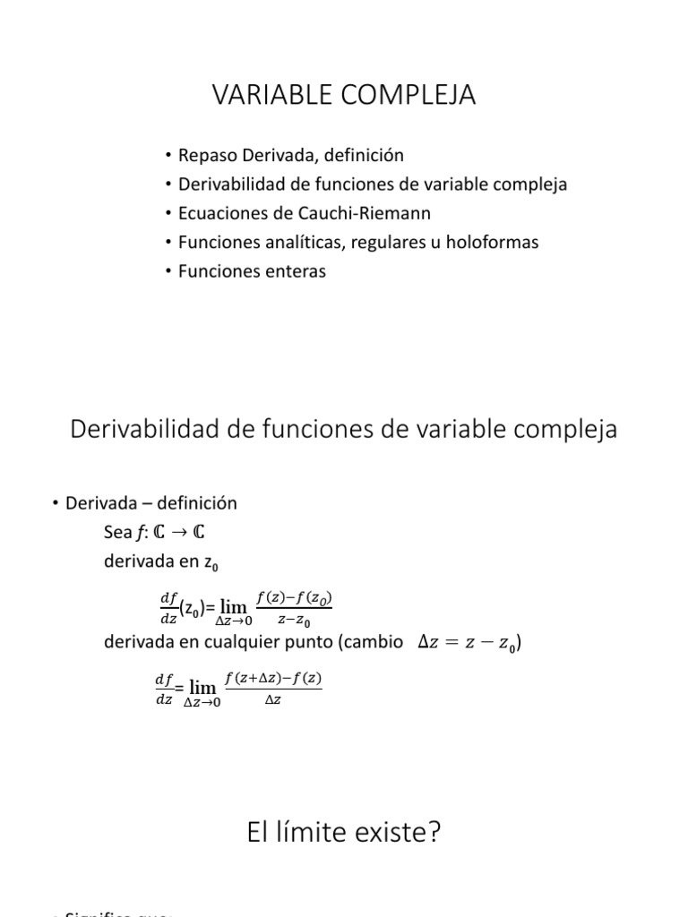 Diapositivas Variable Compleja | PDF | Función holomorfa | Funciones ...
