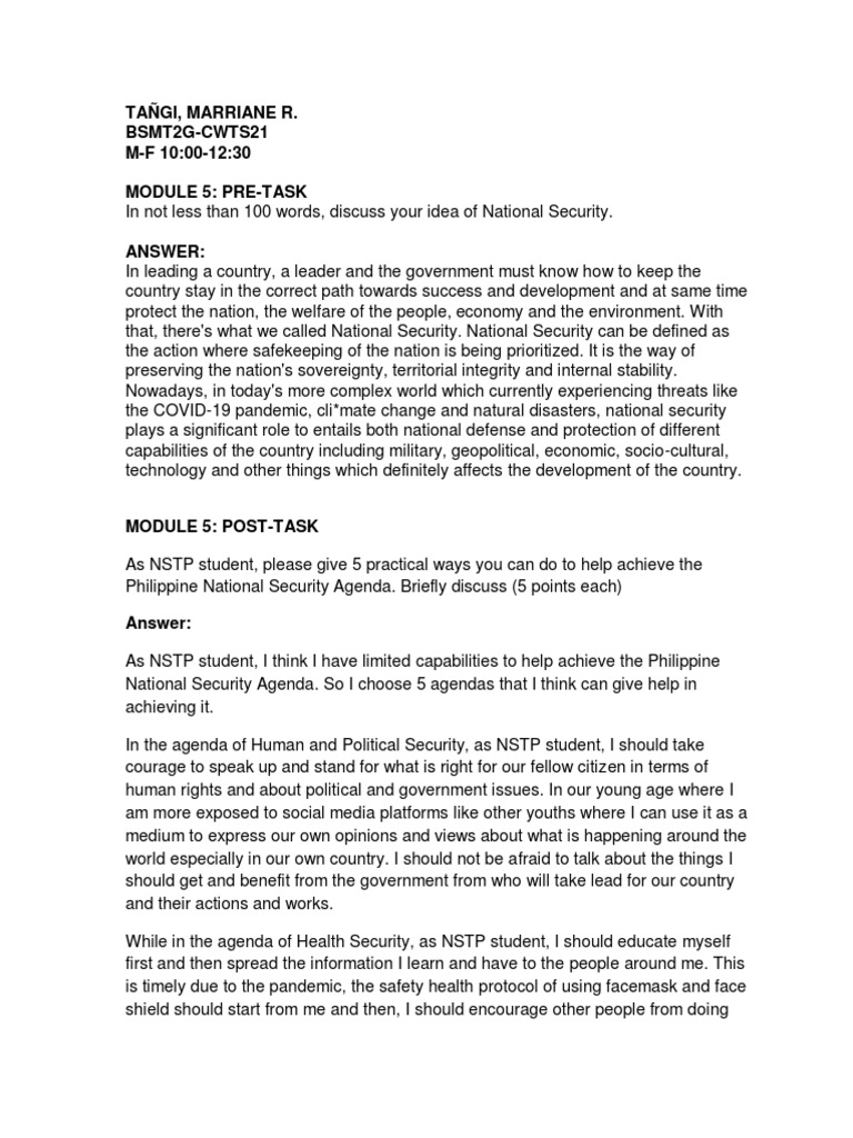 CWTS21 - Module 5 Pre Task and Post Task | PDF | National Security ...