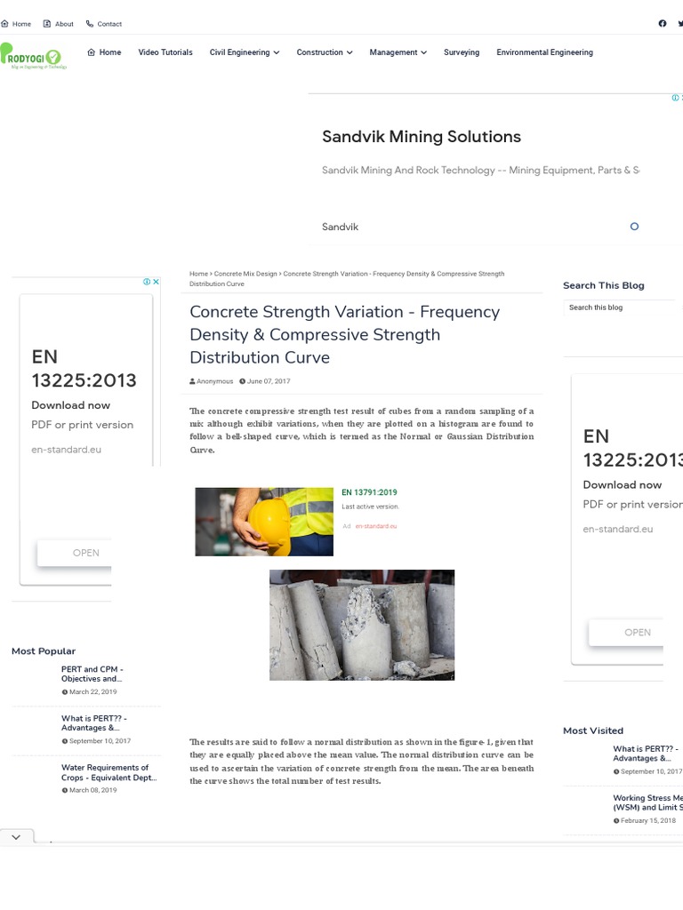 Concrete Strength Variation - Frequency Density & Compressive Strength ...