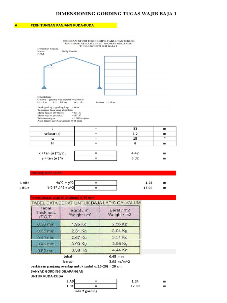 Perhitungan Gording Atap Baja 1 | PDF | Sains & Matematika